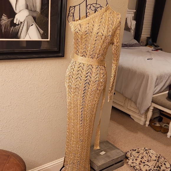 ACME | Dresses | Acme Gold One Shoulder Dress | Poshmark